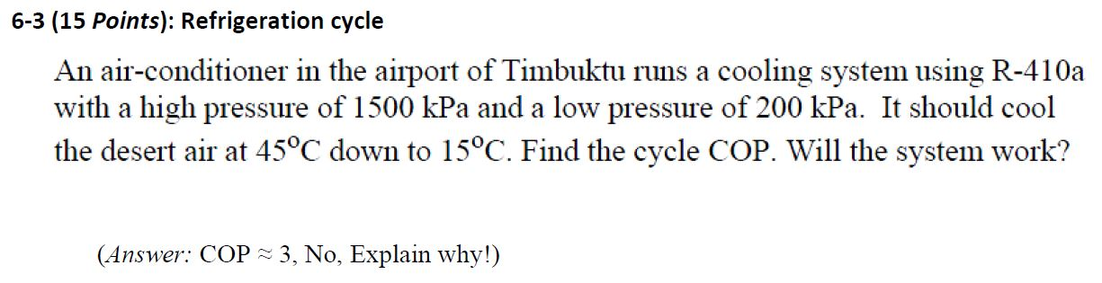 Solved Refrigeration cycle All air-conditioner in the | Chegg.com
