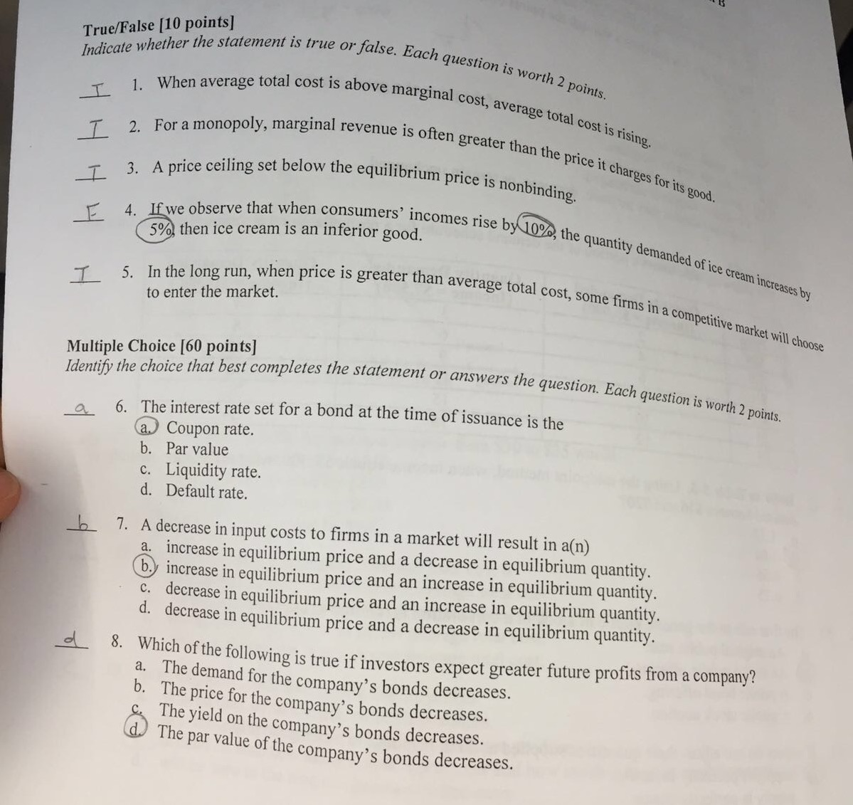 Solved False [10 points] Indicate whether the statement is | Chegg.com
