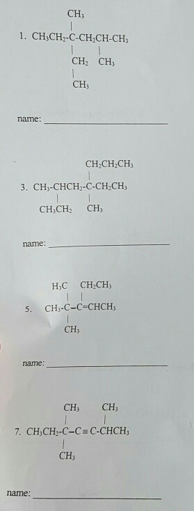 Solved CH3 1. CH3CH2-C-CH2CH-CH3 CH2 CH CH3 CH2 CH2CH3 3. | Chegg.com