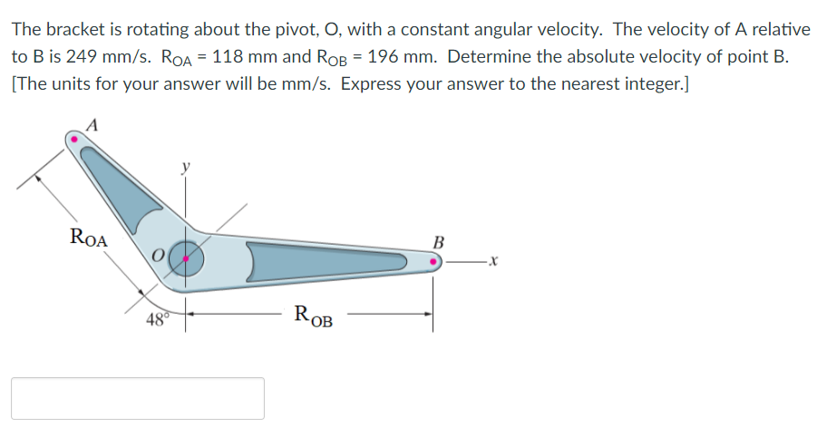 Solved The bracket is rotating about the pivot, O, with a | Chegg.com