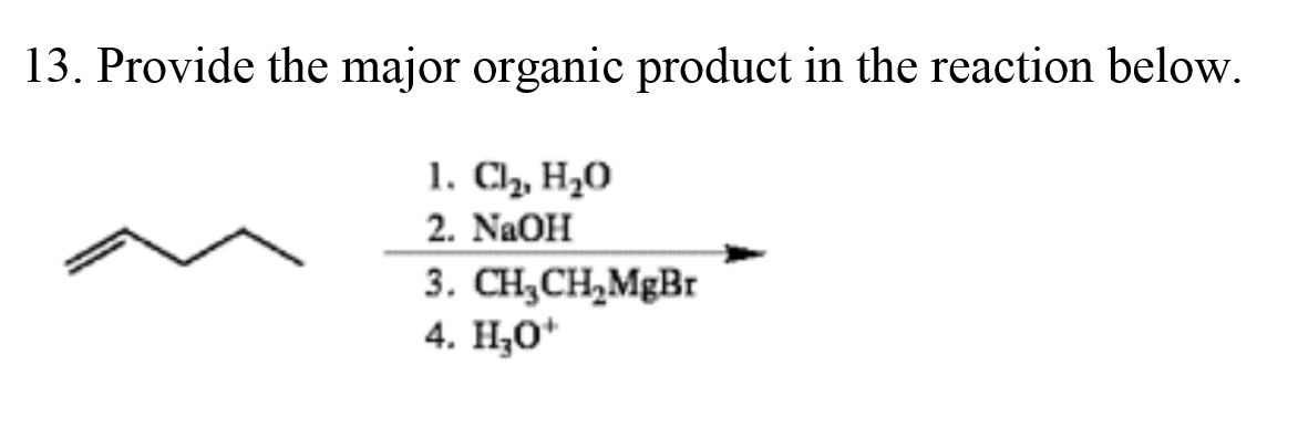 Solved Provide the major organic product in the reaction | Chegg.com