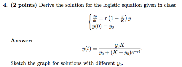 Solved Derive The Solution For The Logistic Equation Given