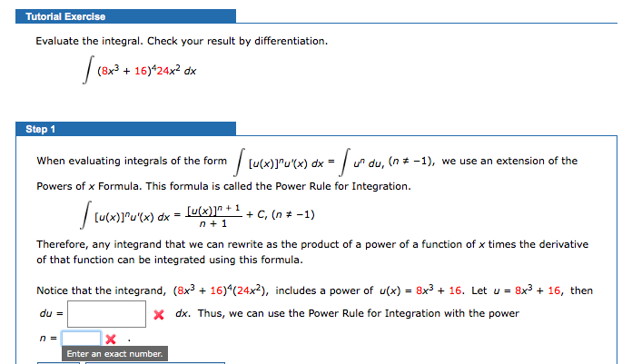 Solved Tutorial Exercise Evaluate the integral. Check your | Chegg.com