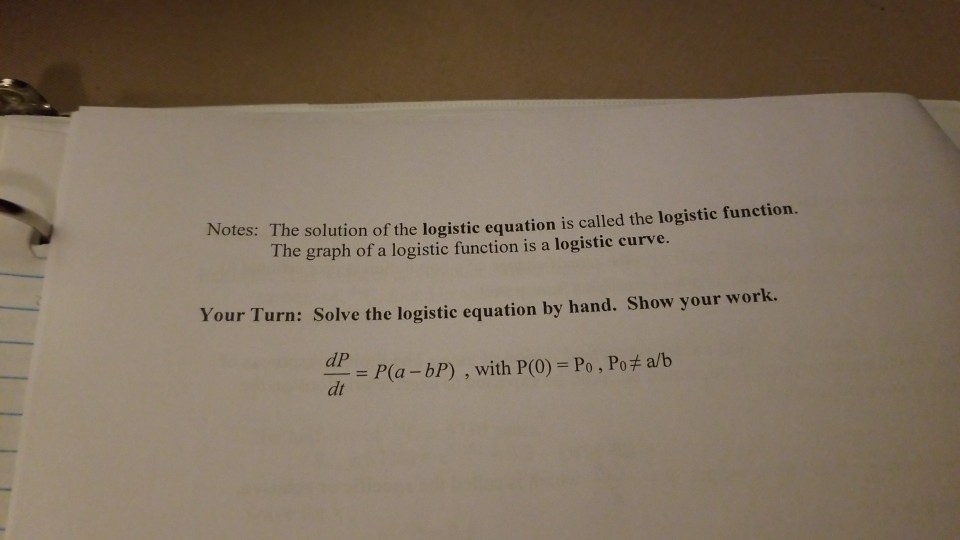 Solved Notes: The solution of the logistic equation is | Chegg.com