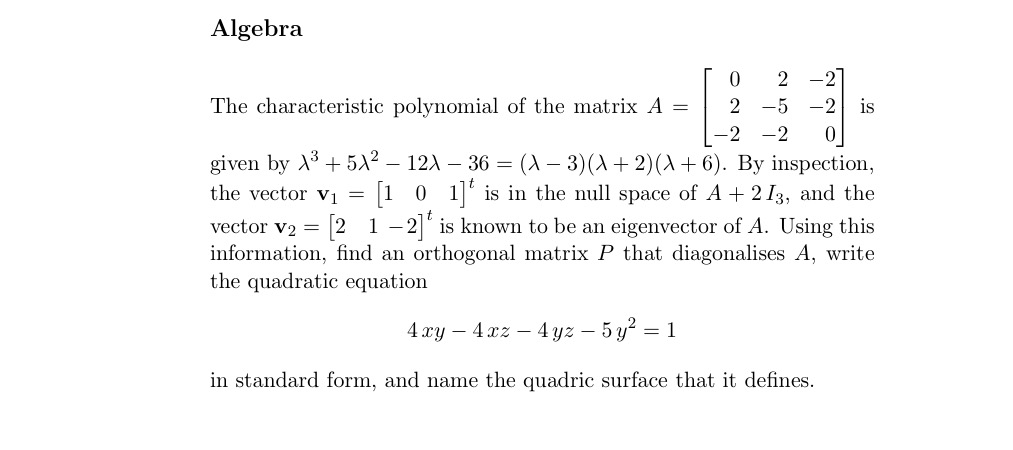 Solved The characteristic polynomial of the matrix A = [0 2 | Chegg.com