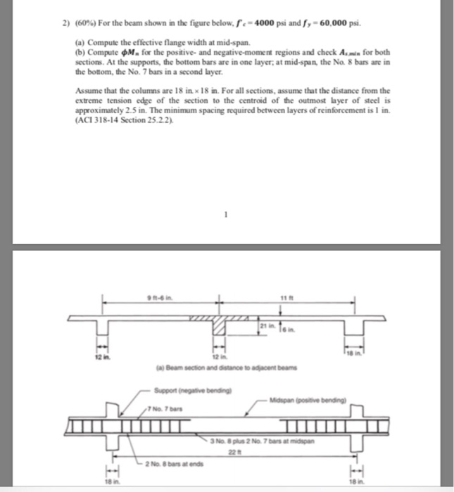 Solved For the beam shown in the figure below, f'_c = 4000 | Chegg.com