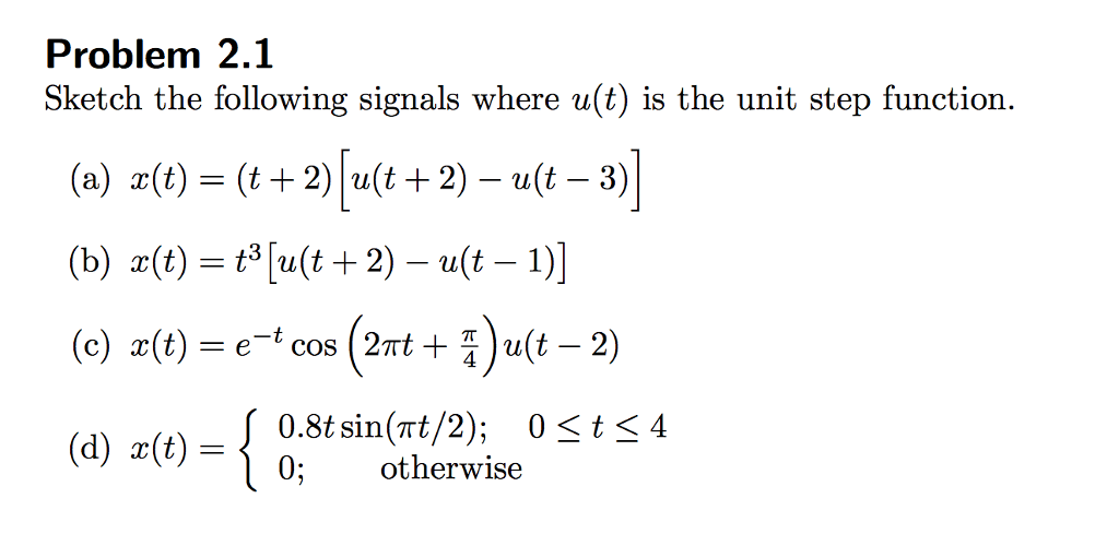 Solved Sketch the following signals where u(t) is the unit | Chegg.com