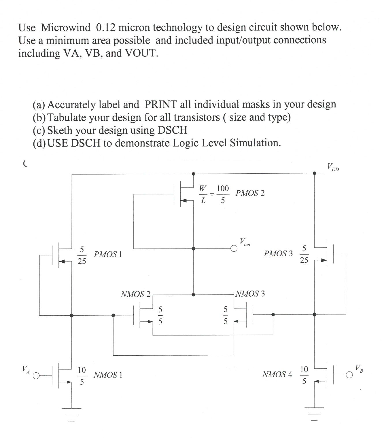 Use Microwind 0.12 micron technology to design | Chegg.com