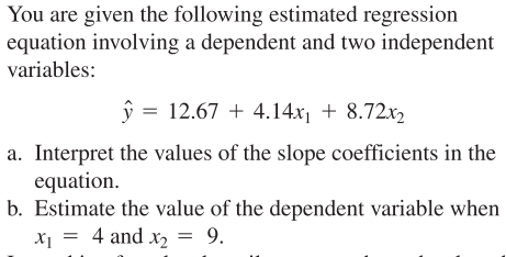 Solved You are given the following estimated regression | Chegg.com