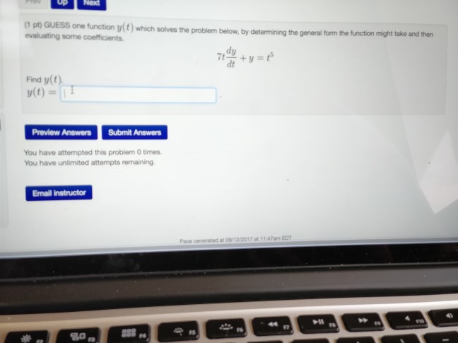 Solved 1 Pt Guess One Function Yt Which Solves The 