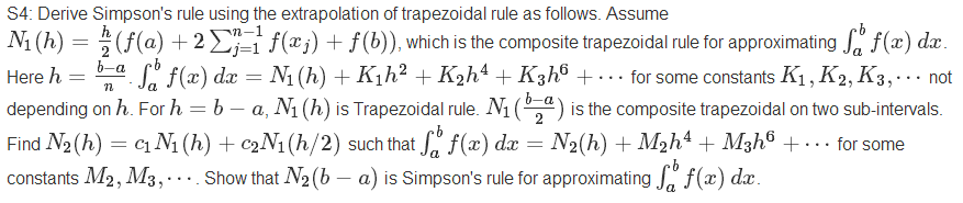 Solved Derive Simpson's rule using the extrapolation of | Chegg.com