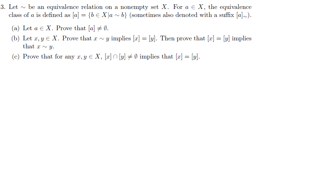 Solved Let be an equivalence relation on a nonempty set X. | Chegg.com