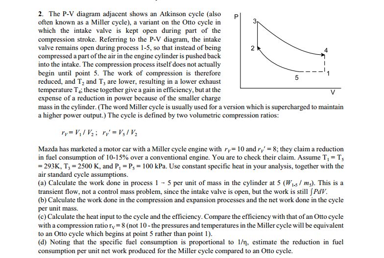 Solved The P-V diagram adjacent shows an Atkinson cycle | Chegg.com
