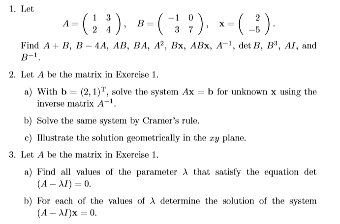 Solved Question 3a3b Find All Values Of The Parameter