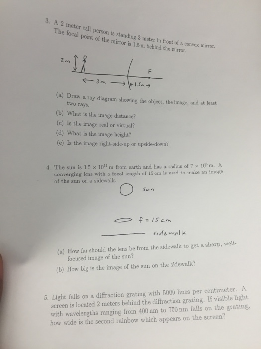 Solved A 2 meter tall person is standing 3 meter in front of | Chegg.com