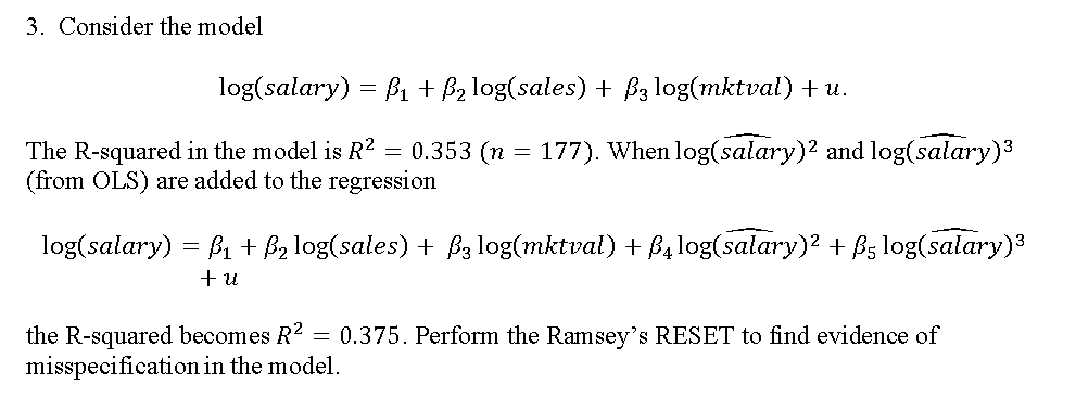 Consider the model log(salary) = beta_1 + beta_2 | Chegg.com