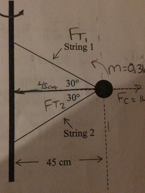 Solved Two seperate strings are attatched to a spherical bob | Chegg.com