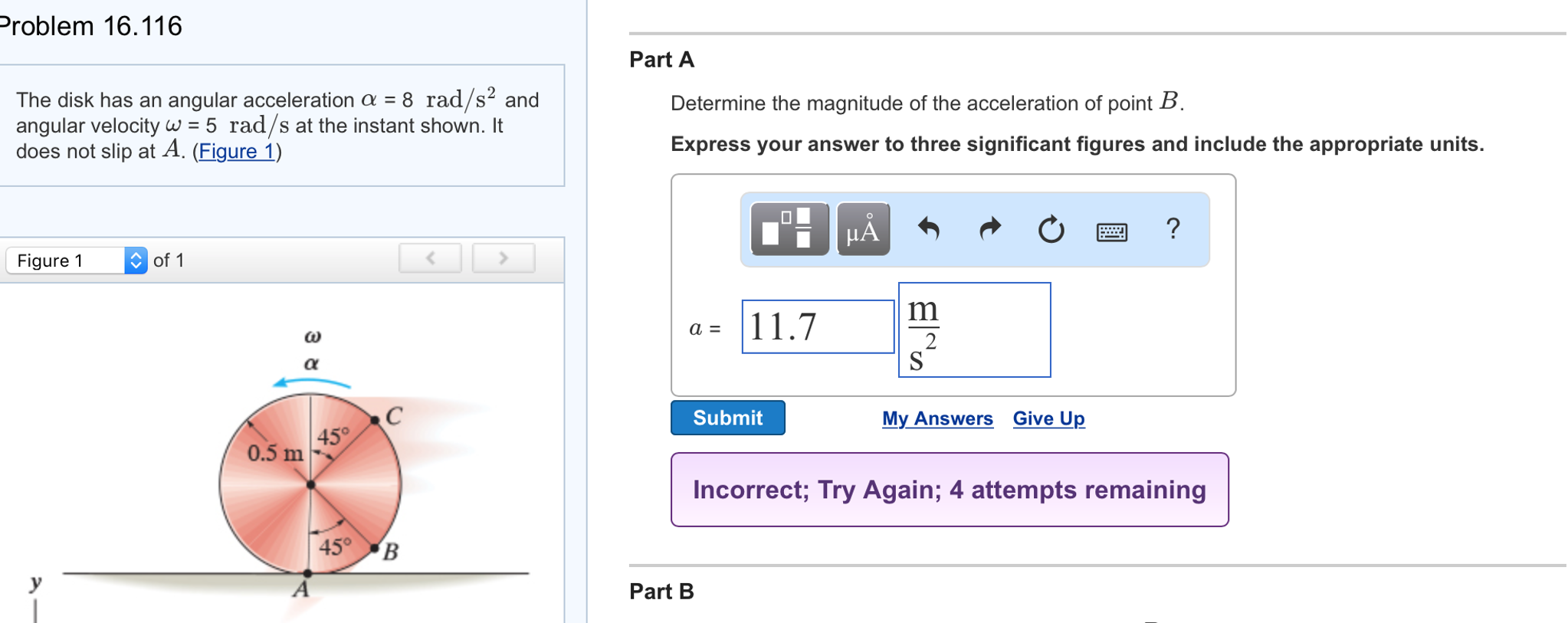 Solved The disk has an angular acceleration alpha = 8 | Chegg.com