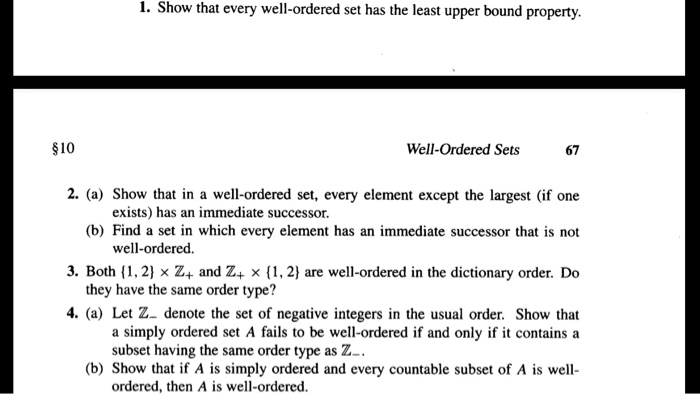 Solved 1. Show that every well-ordered set has the least | Chegg.com