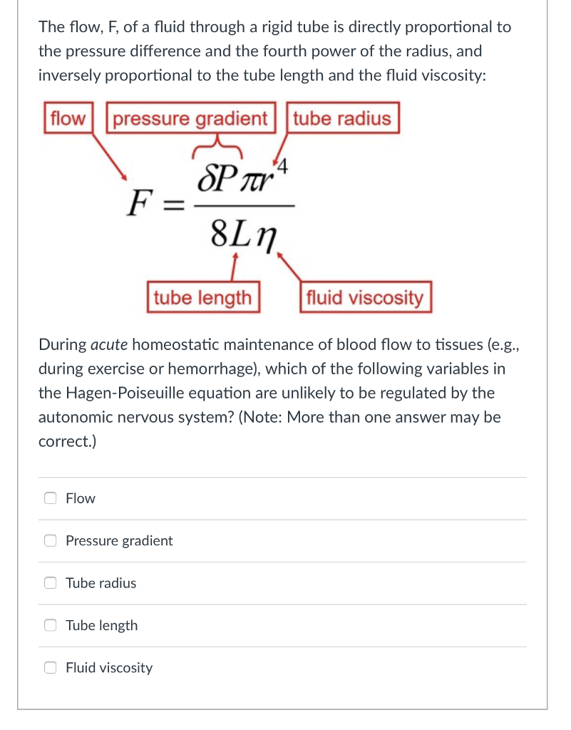 Solved The flow, F, of a fluid through a rigid tube is | Chegg.com