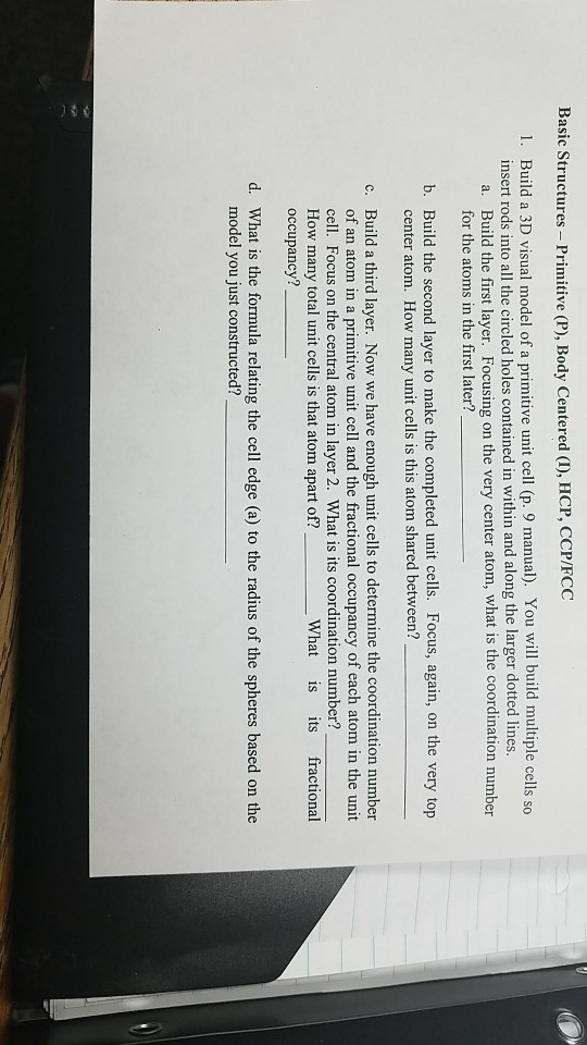 Solved Basic Structures Primitive (P), Body Centered (), | Chegg.com