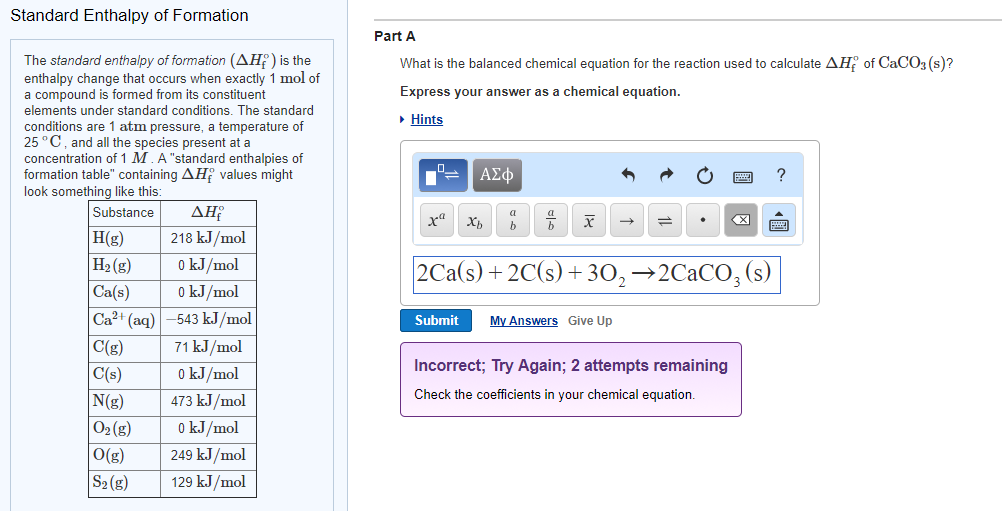 Solved Standard Enthalpy of Formation Part A The standard | Chegg.com