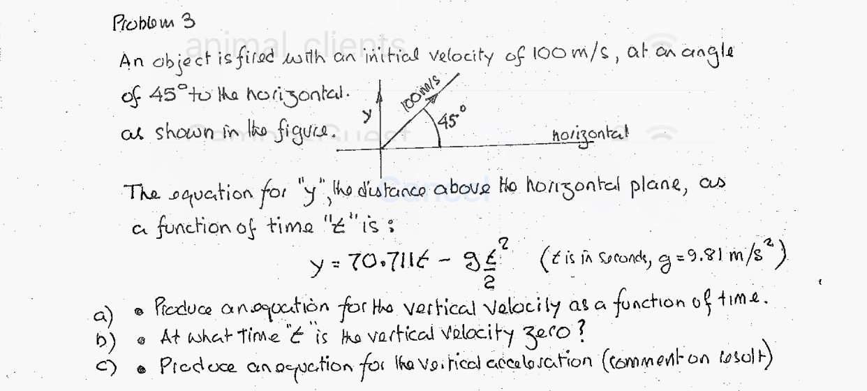 Solved An object is fired with an initial velocity of 100 | Chegg.com