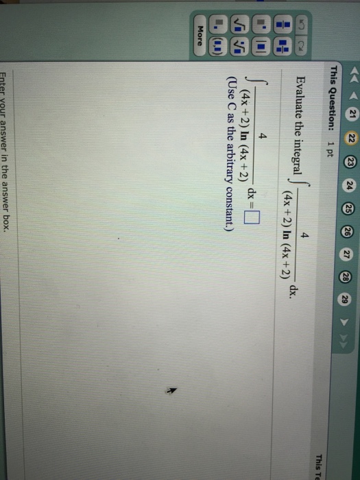 Solved Evaluate The Integral Integral 4 4x 2 Ln 4x 2