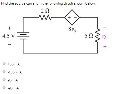 Solved Find the source current in the following circuit | Chegg.com