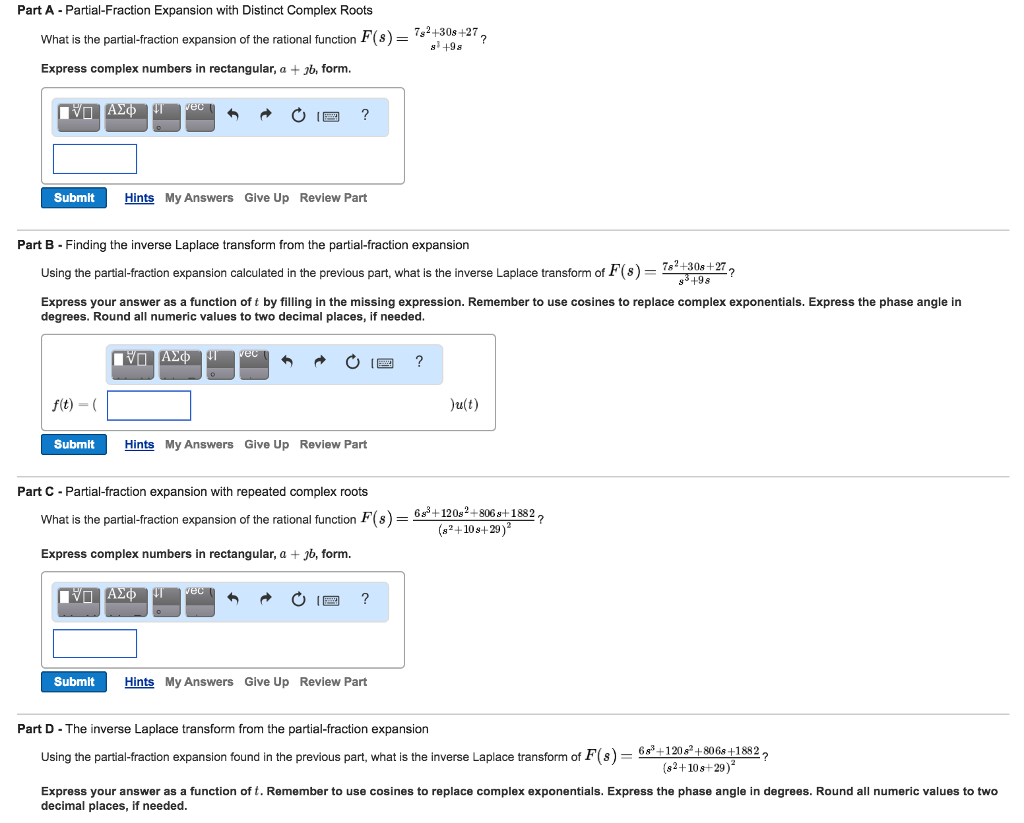 Solved Partial-Fraction Expansion with Distinct Complex | Chegg.com