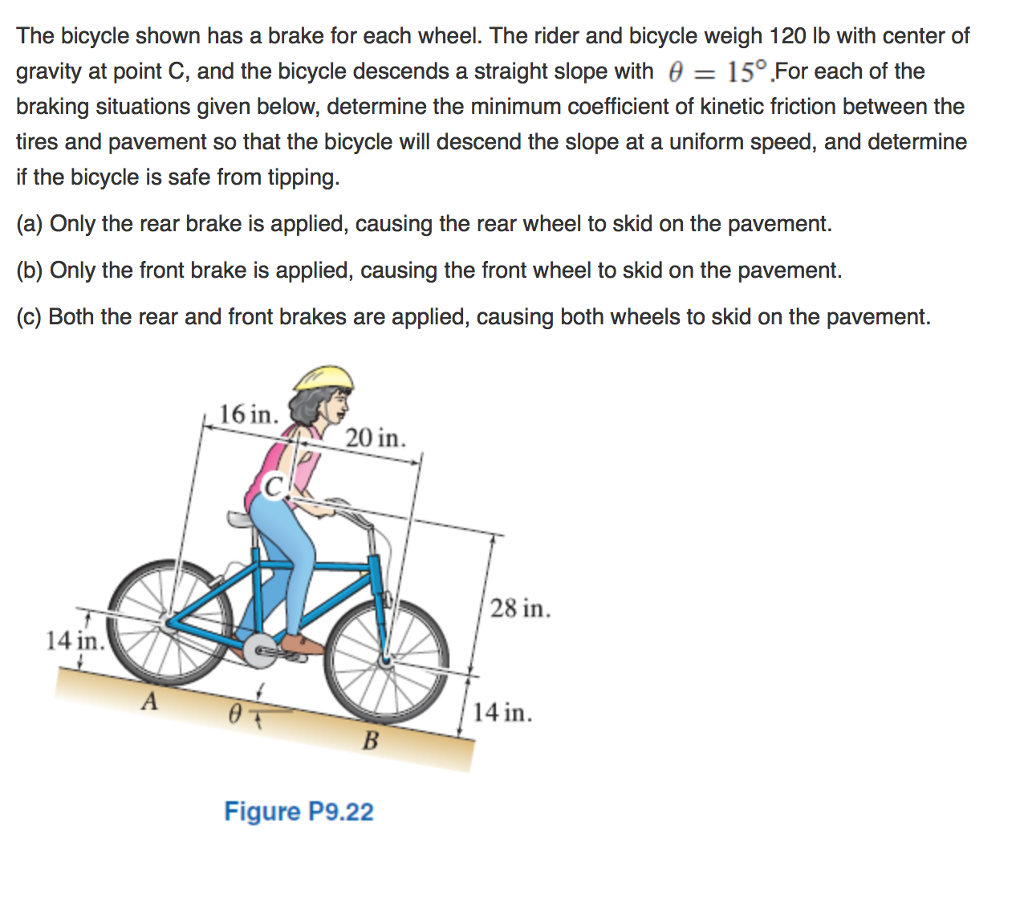 Solved The bicycle shown has a brake for each wheel. The | Chegg.com