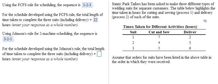 Solved Using The Fcfs Rule For Scheduling The Sequence Is