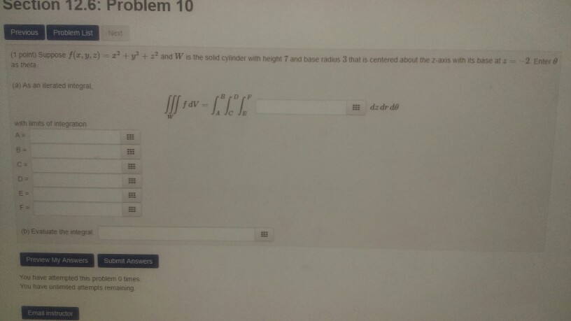 Solved Section 12.6: Problem 10 Previous Problem List Nex (1 | Chegg.com