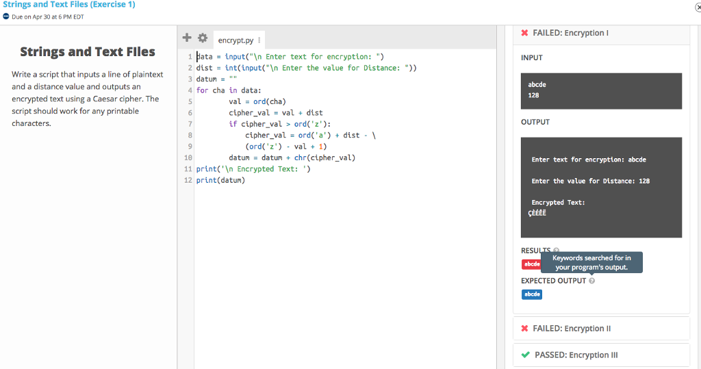 Solved Strings and Text Files (Exercise 1) Due on Apr 30 at | Chegg.com