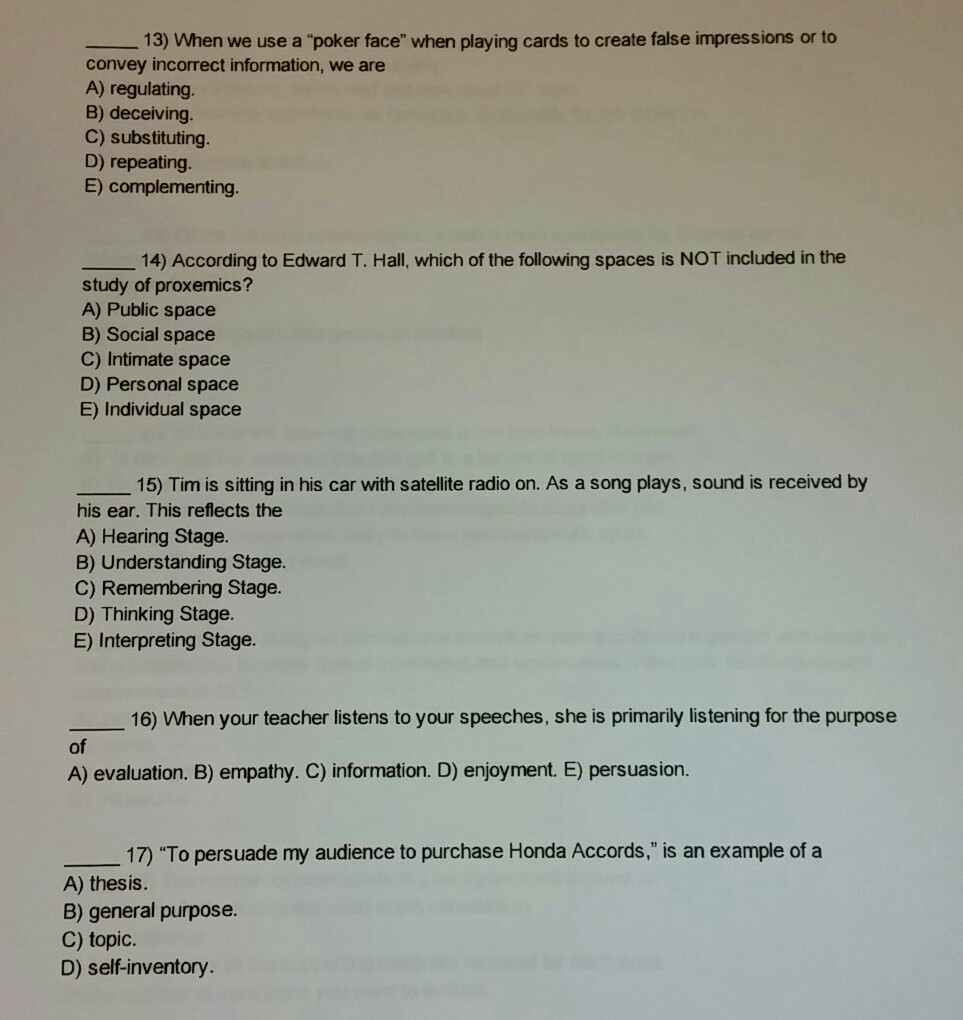 When we use a "poker face" when playing cards to | Chegg.com