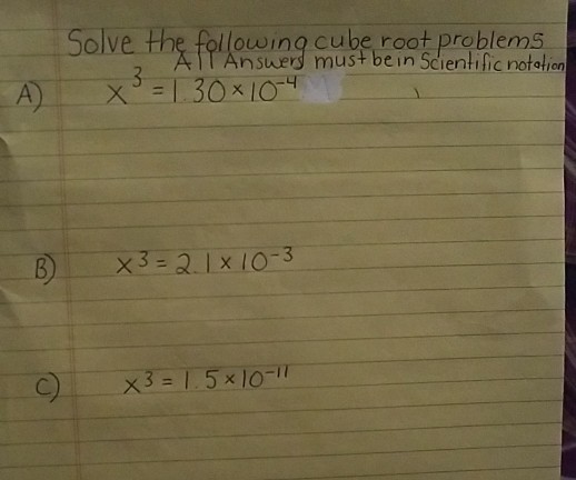 Solved Solve the following cube root problems with answers | Chegg.com