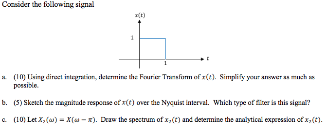 Solved Consider the following signal x(t) a. (10) Using | Chegg.com