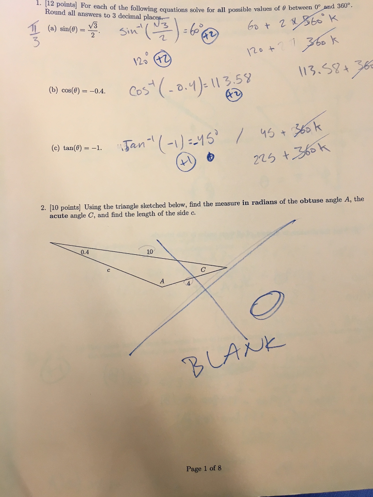 Solved For each of the following equations solve for all | Chegg.com