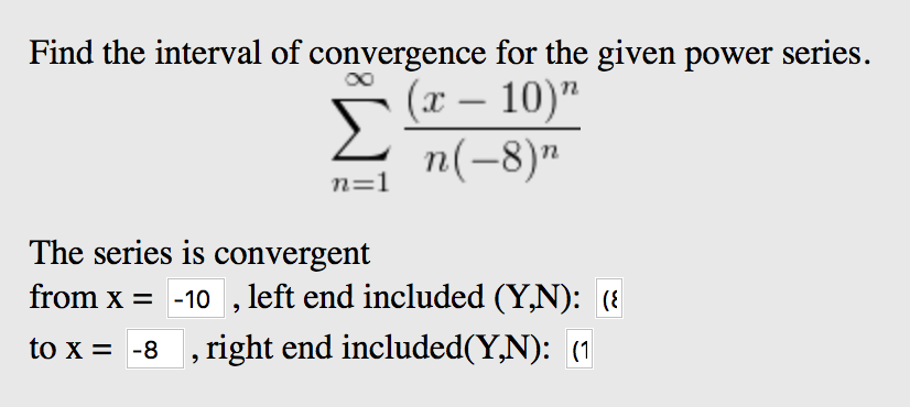 Solved Find the interval of convergence for the given power | Chegg.com