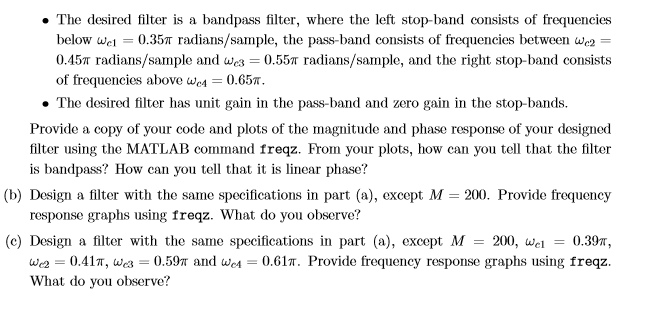(a) Use MATLAB’s firls command to design a | Chegg.com