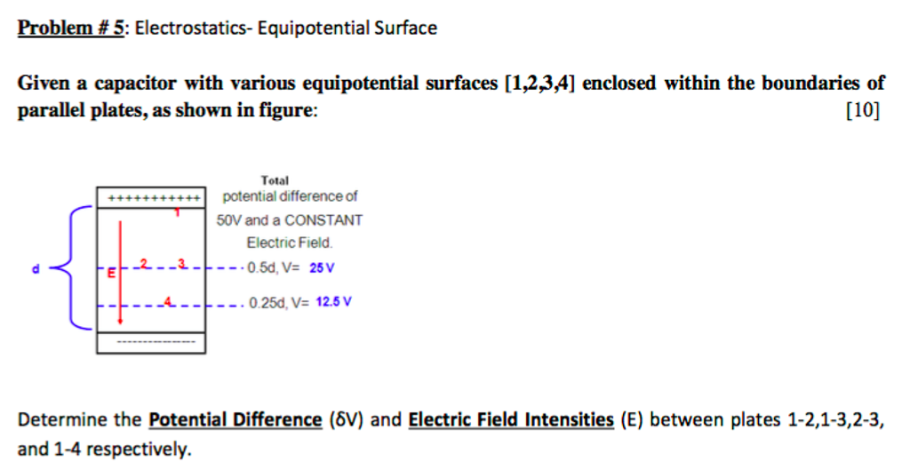 Solved Given a capacitor with various equipotential surfaces | Chegg.com