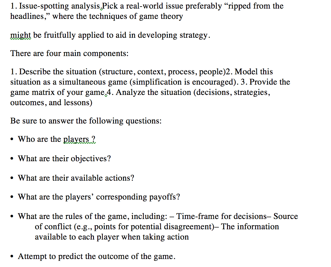 Solved I. Issue-spotting analysis,Pick a real-world issue | Chegg.com