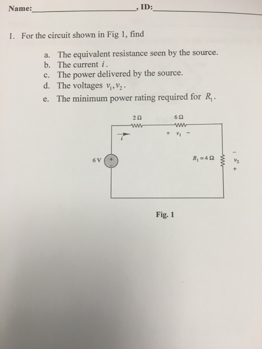 Solved For the circuit shown in Fig 1, find The equivalent | Chegg.com