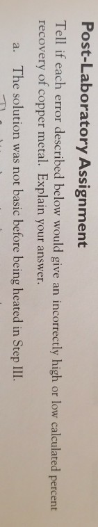 Solved Post-Laboratory Assignment Tell if each error | Chegg.com