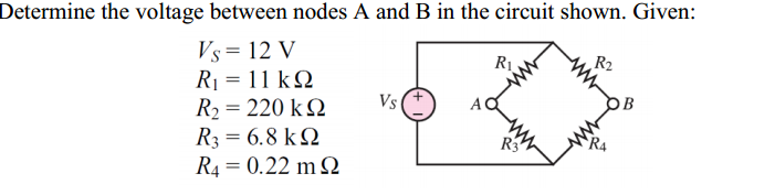 Solved Determine the voltage between nodes A and B in the | Chegg.com