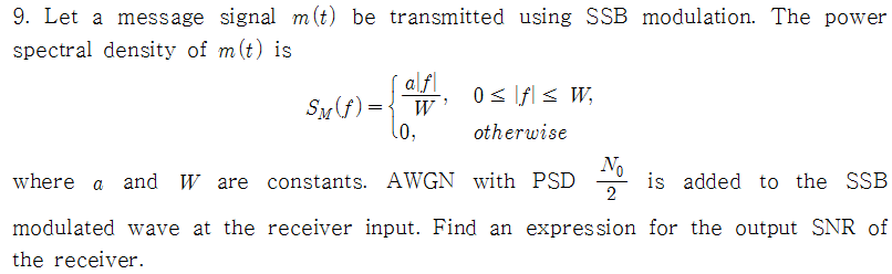 Solved Let a message signal m(t) be transmitted using SSB | Chegg.com