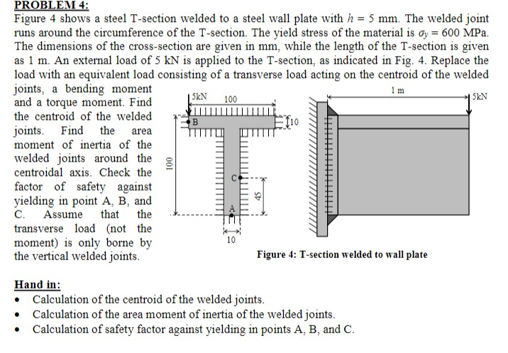 Solved Figure 4 shows a steel T-section welded to a steel | Chegg.com