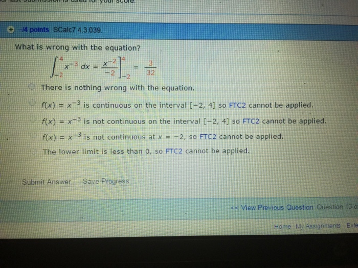 Solved What is wrong with the equation? There is nothing | Chegg.com