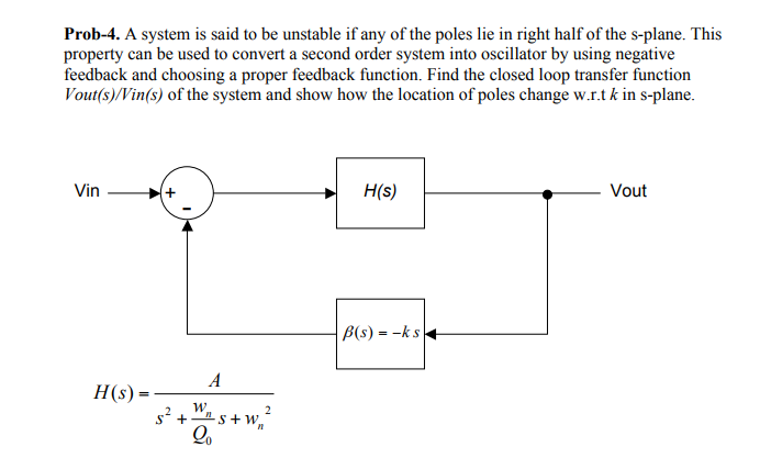 Solved Prob-4. A system is said to be unstable if any of the | Chegg.com