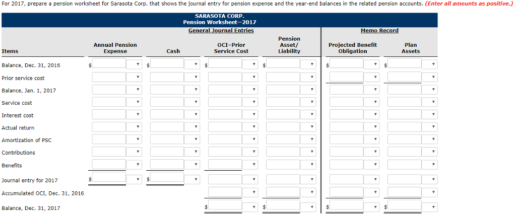 Solved Exercise 20-7 The following defined pension data of | Chegg.com